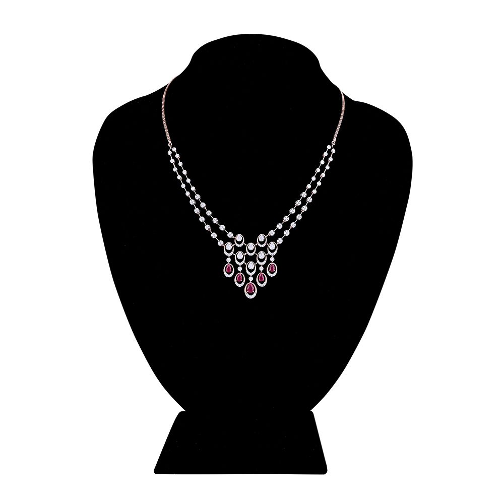 Buy Elegant Astra Red Stone and Diamond Necklace Set ANS24A08-D940X0C ...