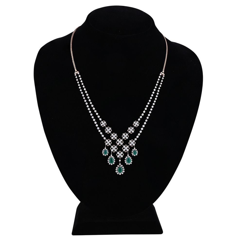 Buy Scintillating Floral Astra Diamond Necklace Set ANS24A11-D924X0B ...