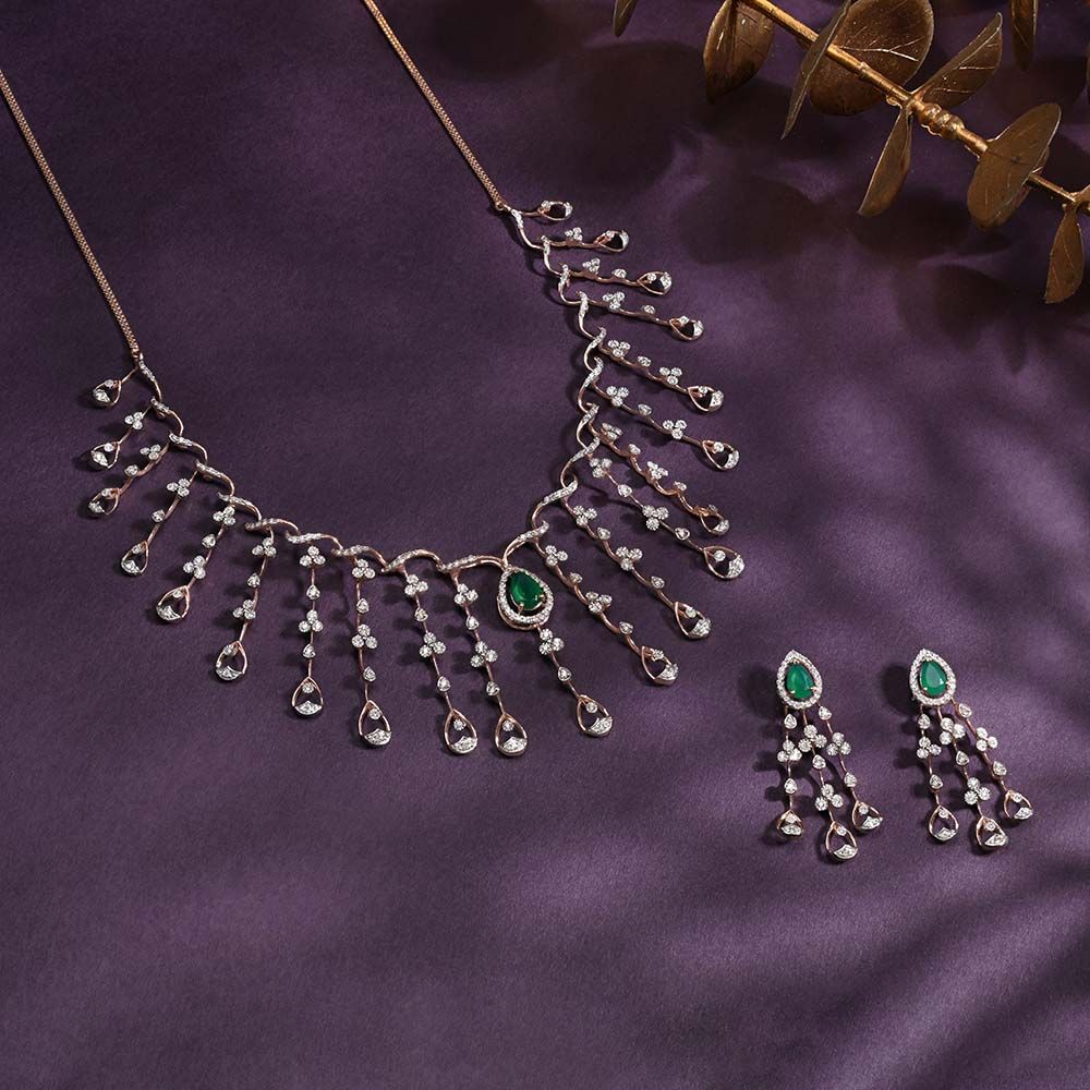 Buy Astra Green Enchant Necklace Set ANS25A24-D935X0C Online at ORRA.