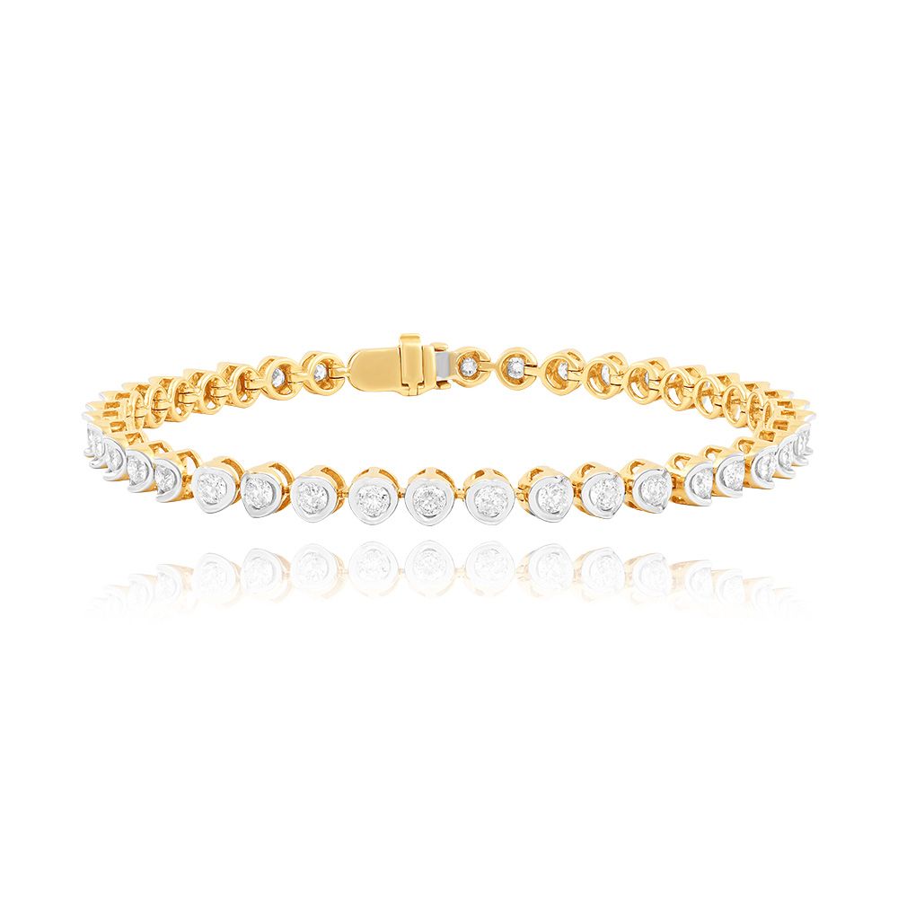 Buy Sparkling Yellow Gold Diamond Bracelet OBR23S10 Online at ORRA.