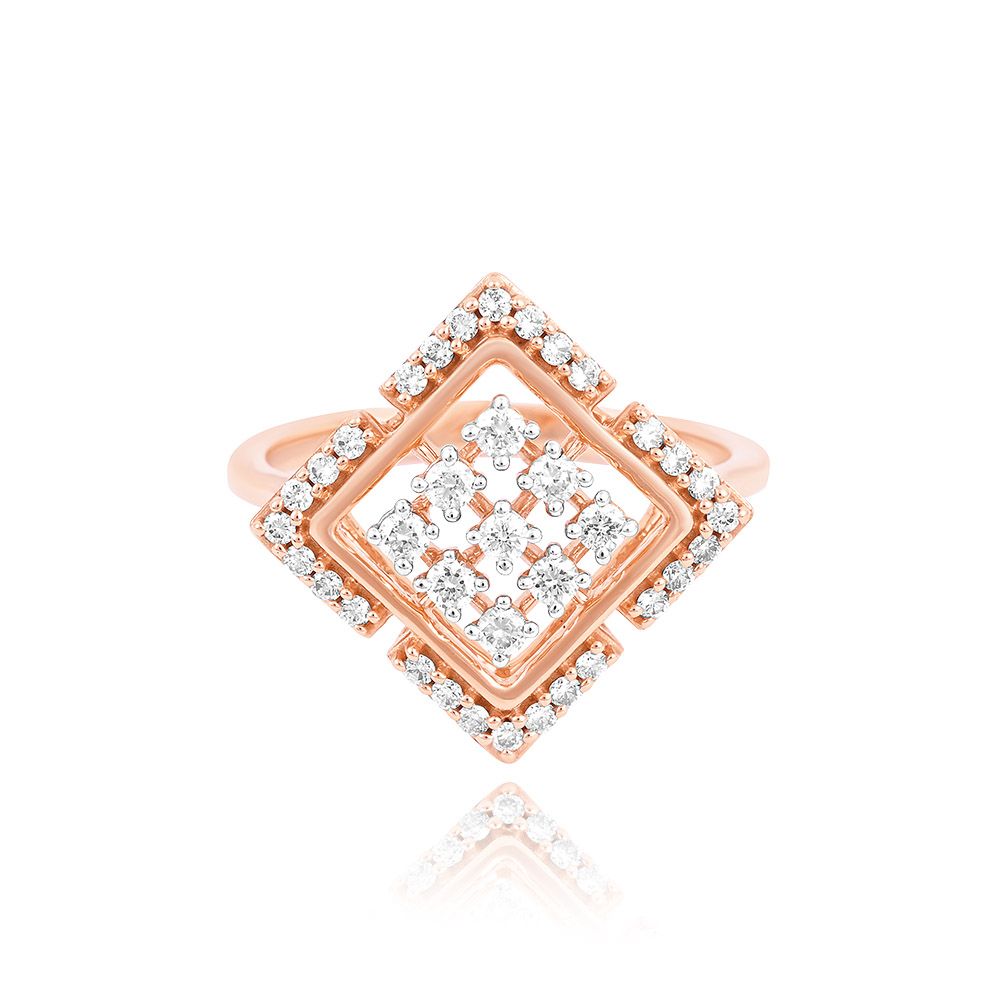 Buy Traditional Square Diamond Rose Gold Ring ORG24L69 Online at ORRA.
