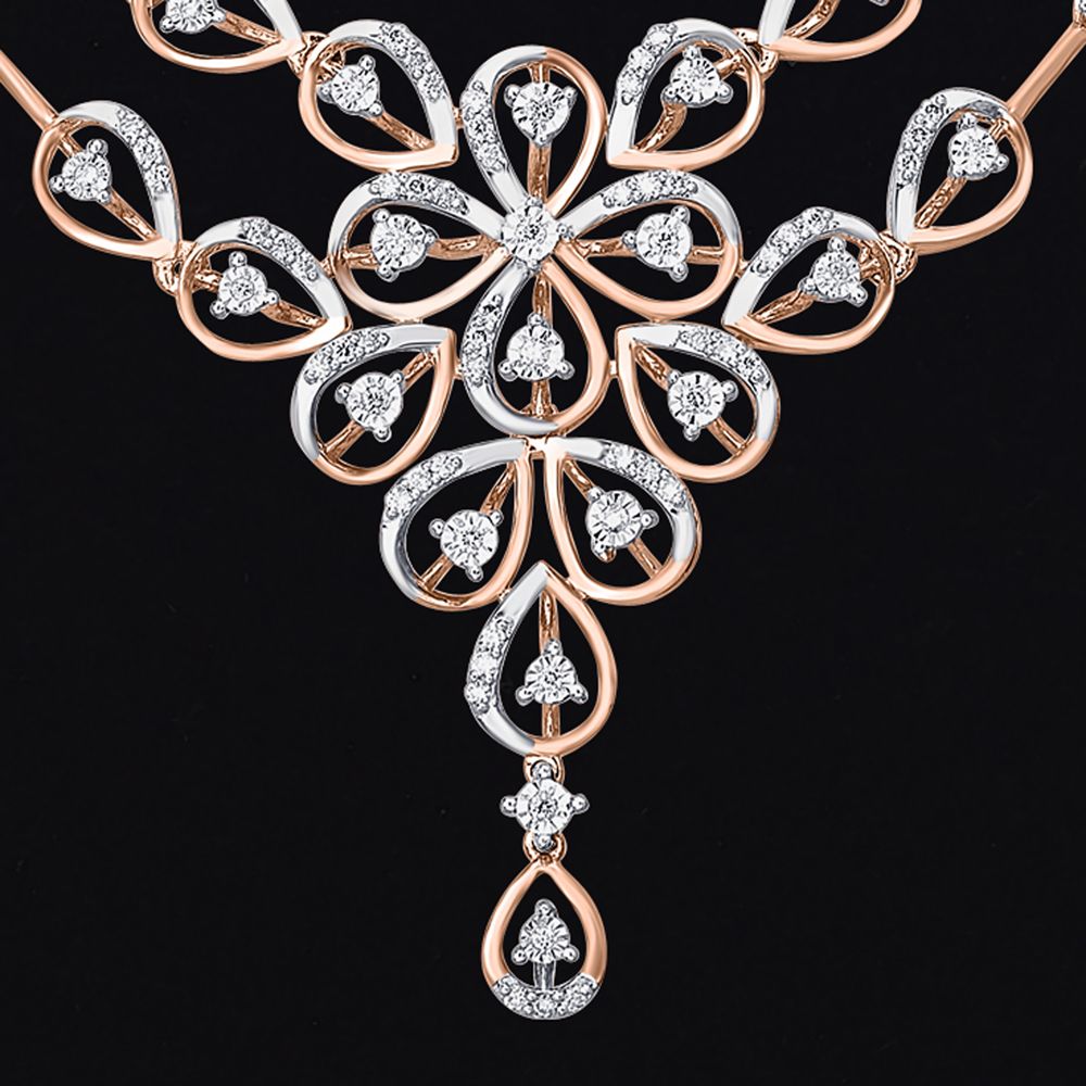Buy 14KT Rose Gold Astra Necklace and Earring Set ONS19027-D900X0C ...