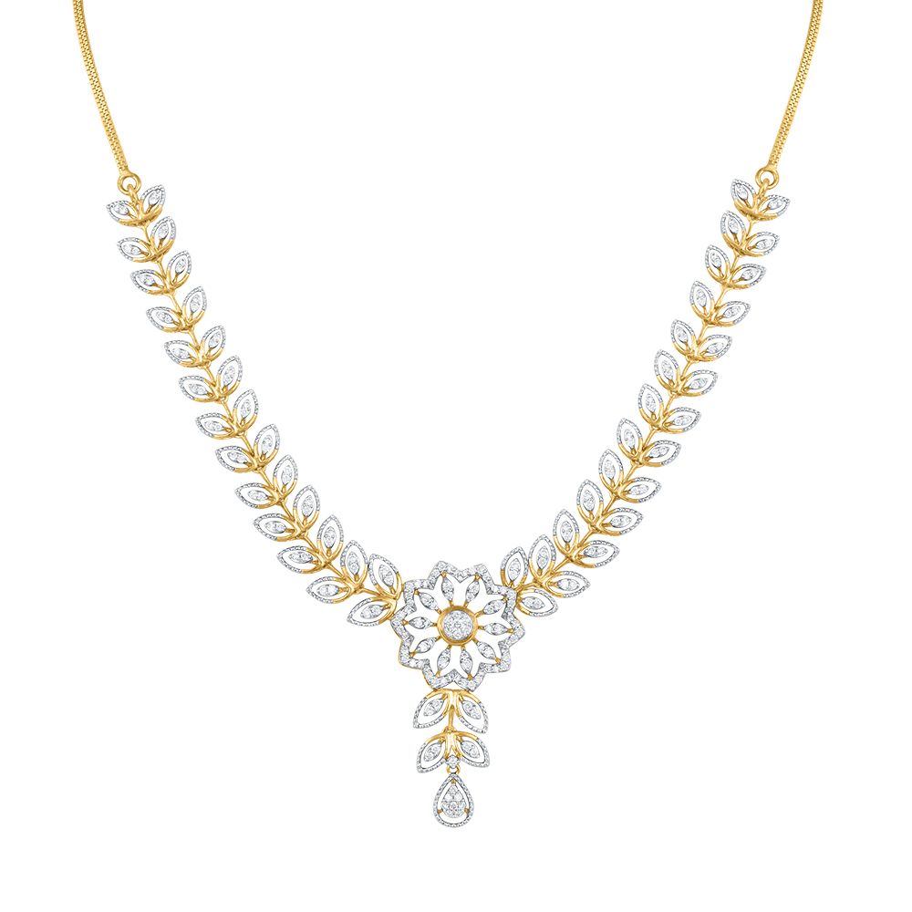 Buy Floral Leaf Pattern Diamond Necklace Set ONS22001-D400X0C Online at ...