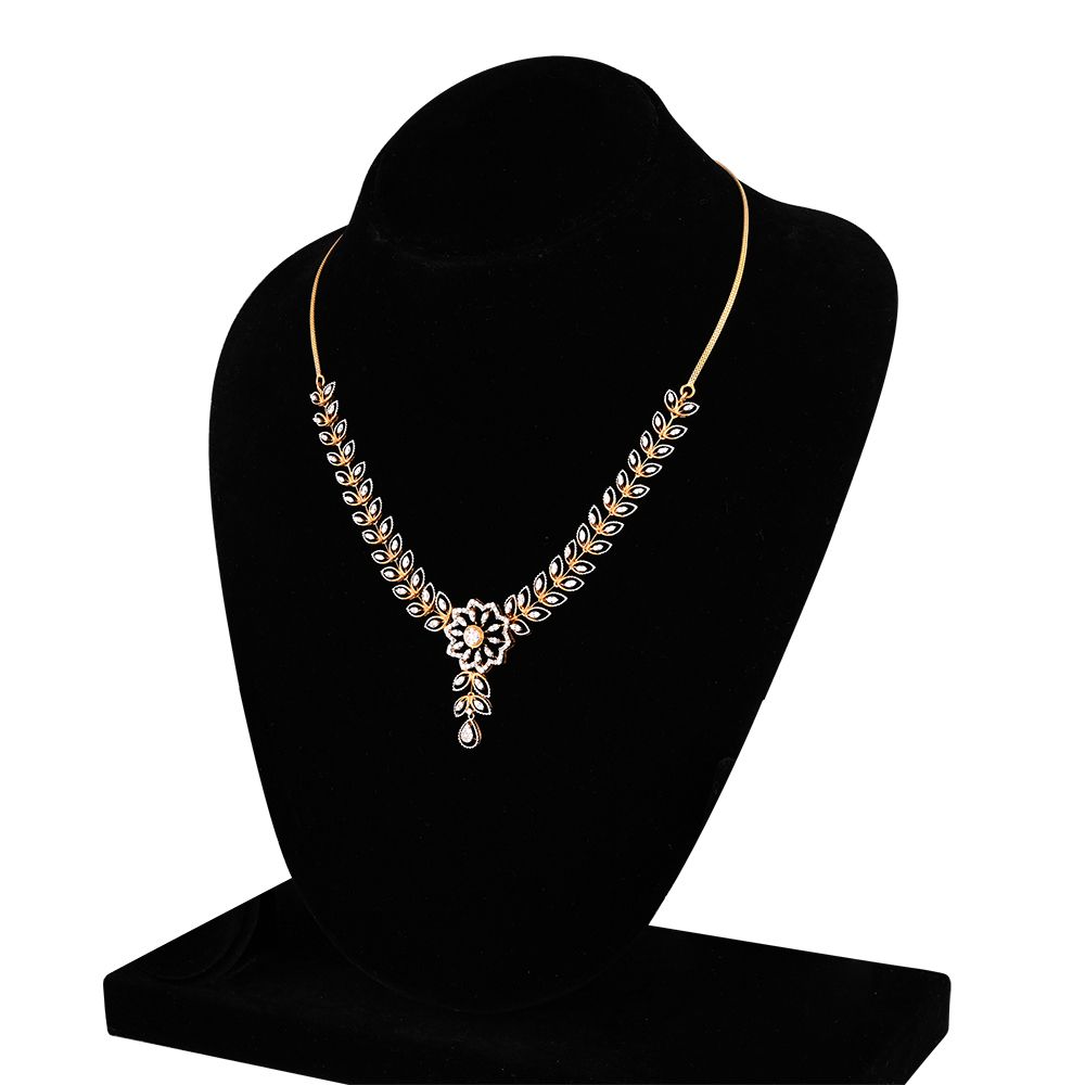 Buy Floral Leaf Pattern Diamond Necklace Set ONS22001-D400X0C Online at ...