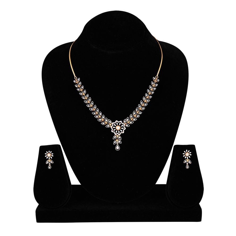 Buy Floral Leaf Pattern Diamond Necklace Set ONS22001-D400X0C Online at ...