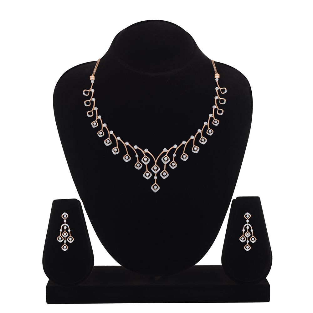 Buy Stellar Splendor Diamond Necklace Set ONS22165-D900X0C Online at ORRA.